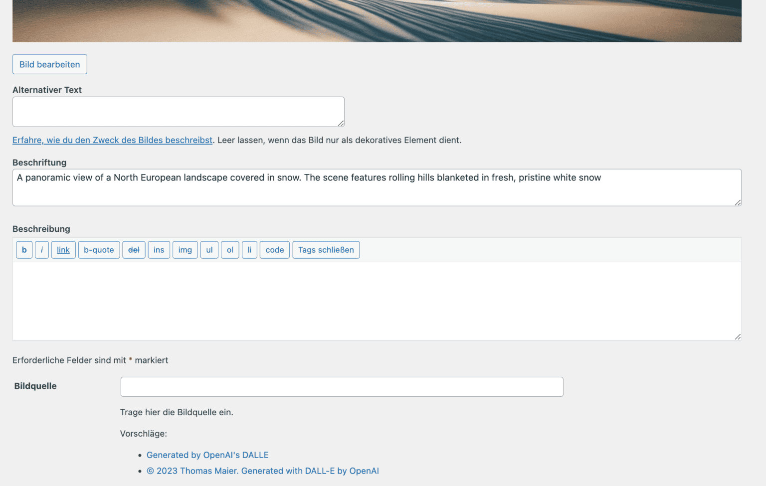 IPTC Daten als Bildbeschriftung in WordPress anzeigen - Image Source Control